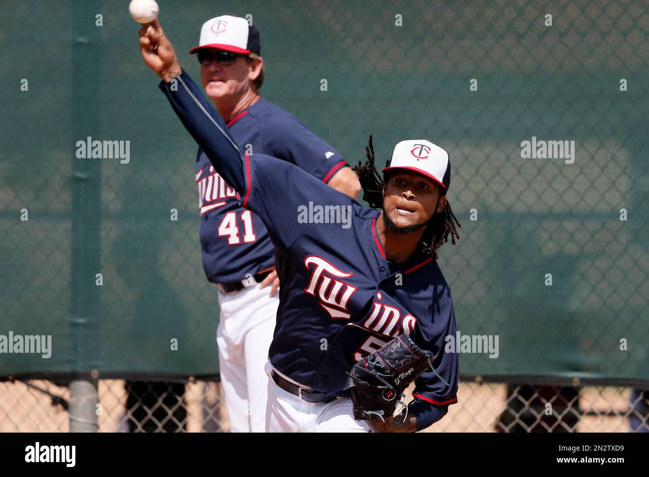 Minnesota Twins starting pitcher Ervin Santana (54) throws in the ...