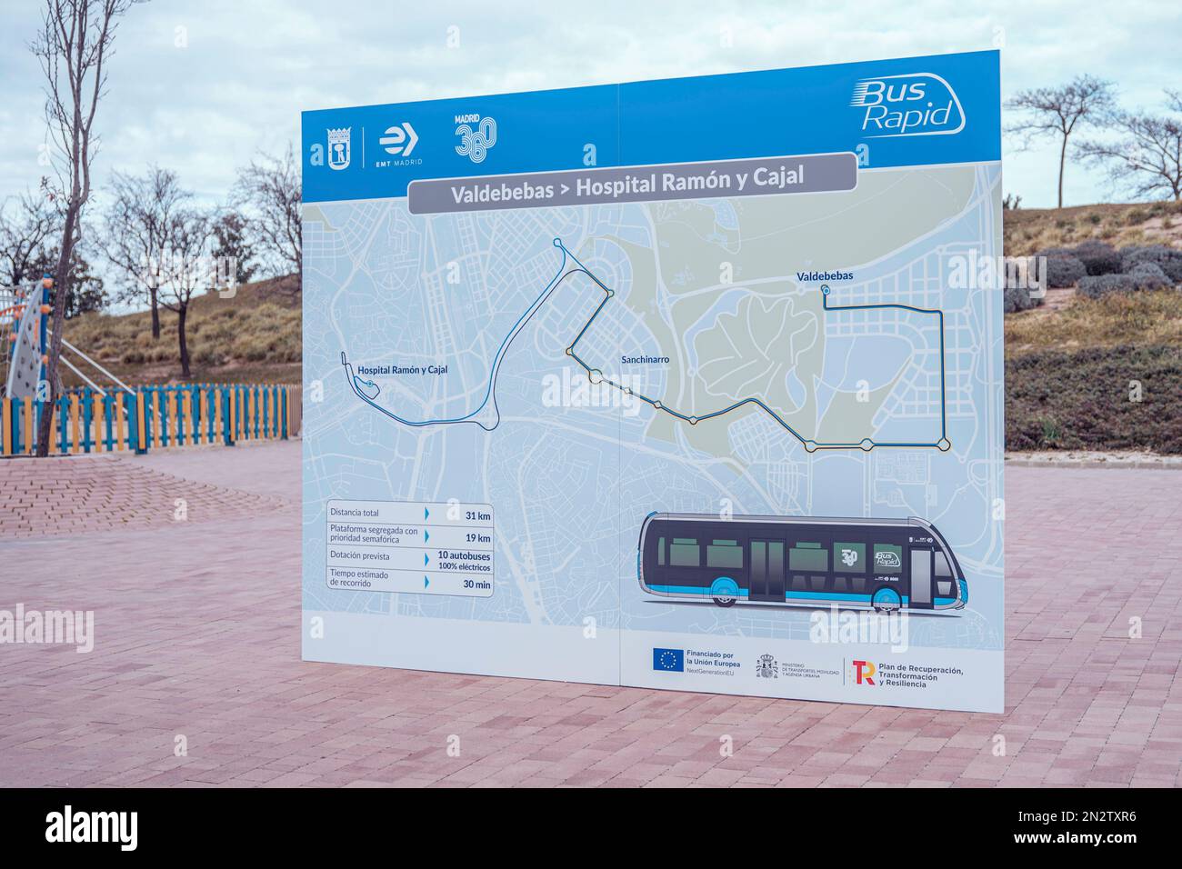 Bus Rapid bus route map, as of February 7, 2023, in Madrid (Spain). Bus ...