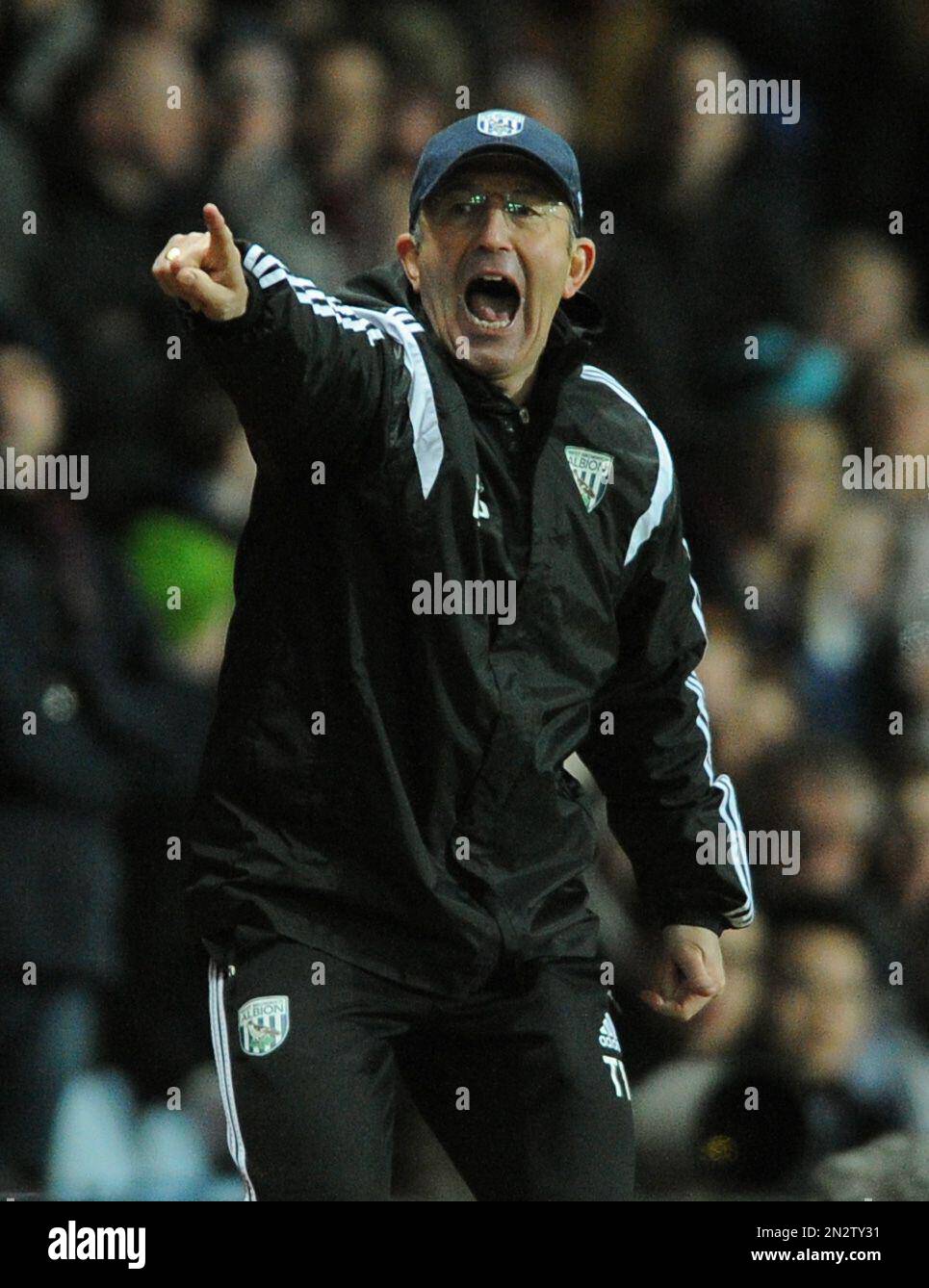 West Brom manager Tony Pullis reacts during the English Premier League ...