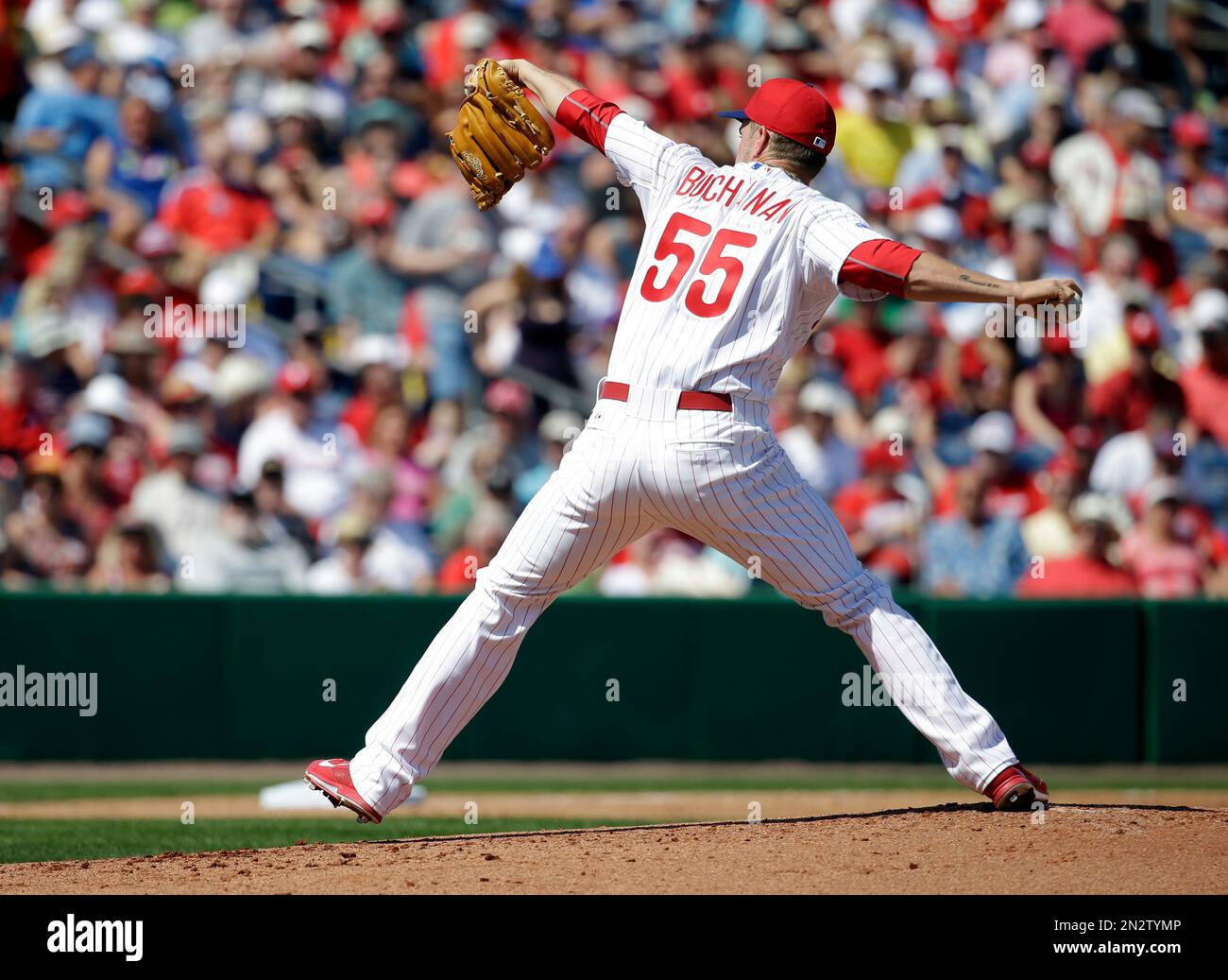 Philadelphia Phillies starting pitcher David Buchanan (55) throws ...