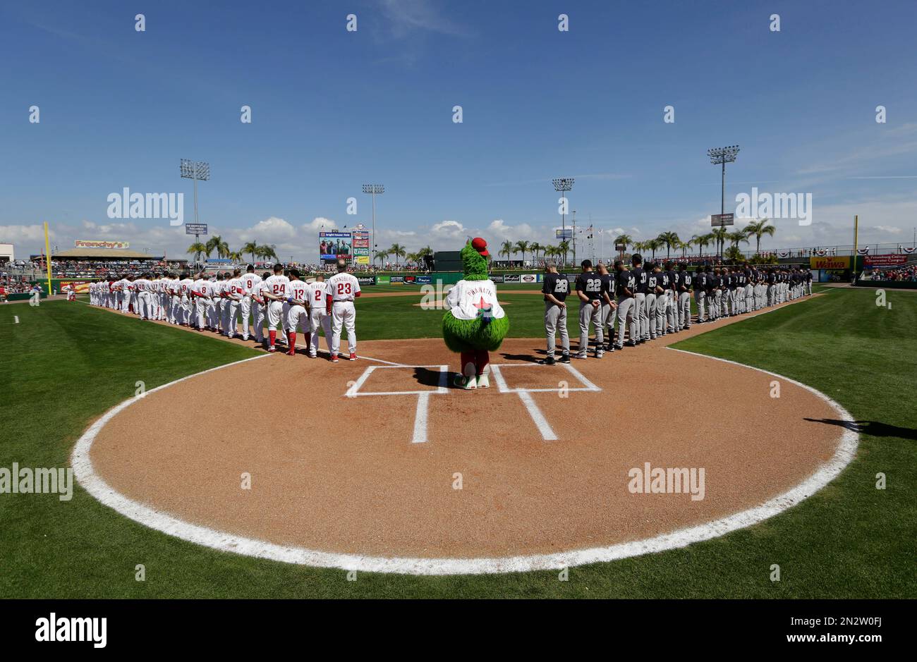 The Philadelphia Phillies mascot Phanatic stands at home plate during ...