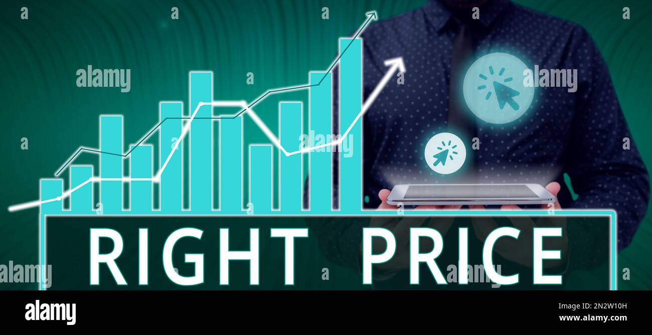 Conceptual caption Right Price, Internet Concept the amount of money ...