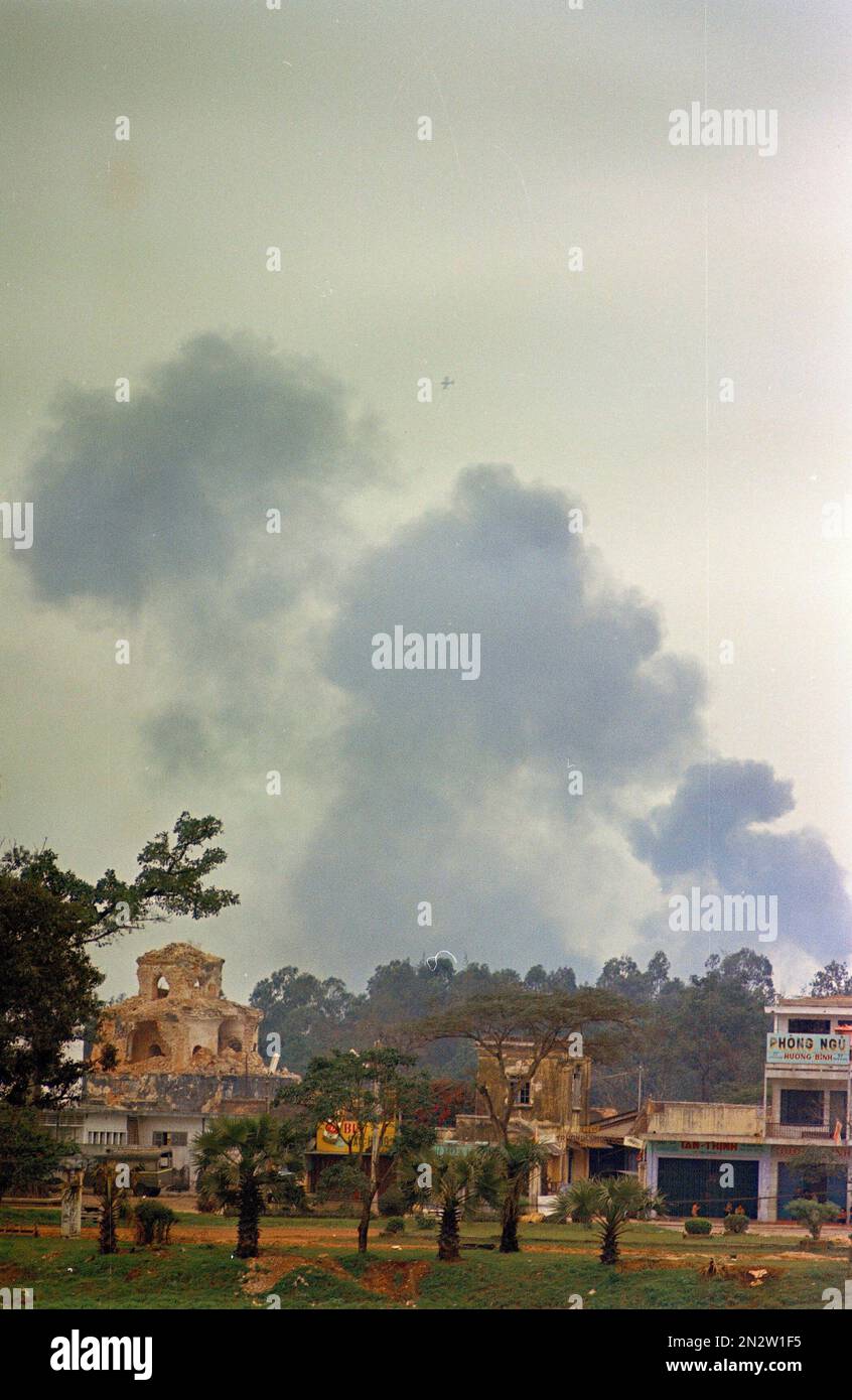 Smoke from napalm strikes on the Citadel can be seen during the Tet ...