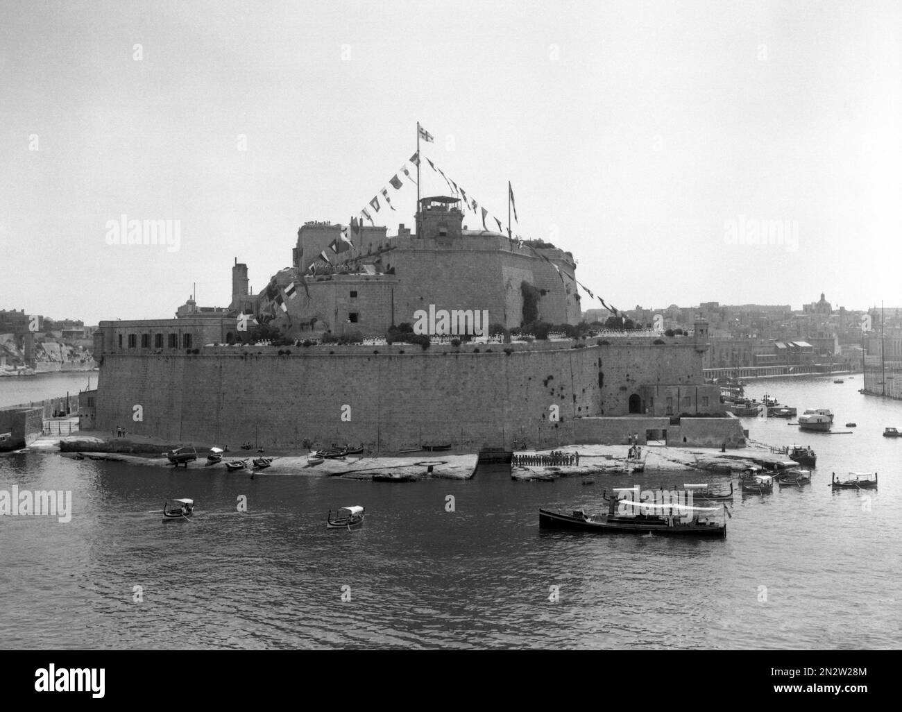 HMS Egmont, fort St Angelo, naval headquarters in Malta, in 1932. (AP ...