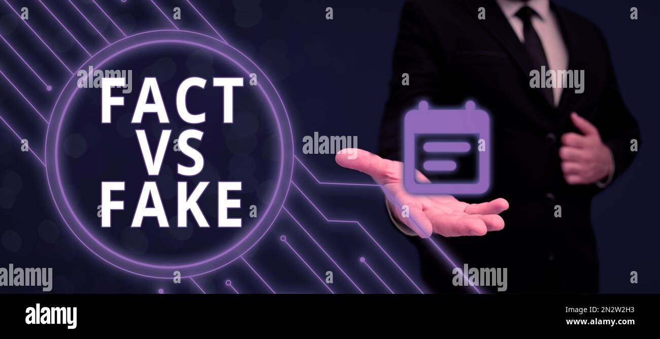 Sign displaying Fact Vs Fake, Word Written on Is it true or is false ...