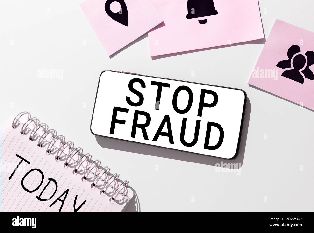Hand writing sign Stop Fraud, Business concept campaign advices people ...