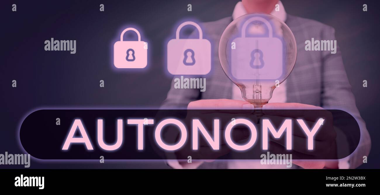 Writing displaying text Autonomy, Business approach vehicle that can guide itself without human ...