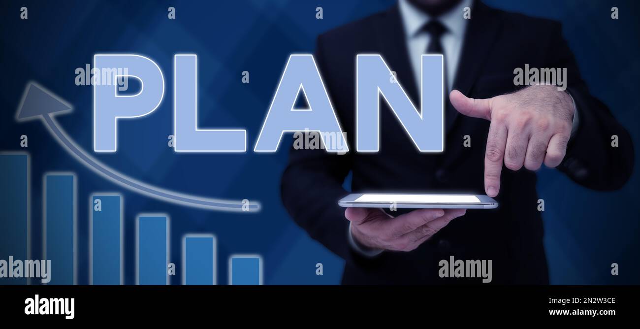 Sign displaying Plan, Concept meaning Start of a detailed proposal of ...