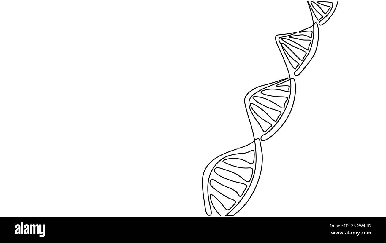 One line continuous DNA code helix symbol concept. Silhouette of ...