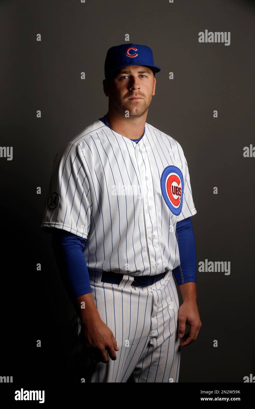 Chicago Cubs’ Mike Olt poses for a picture during the teams photo day ...