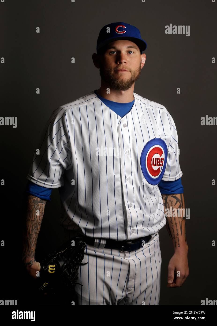Chicago Cubs’ Drake Britton poses for a picture during the teams photo ...