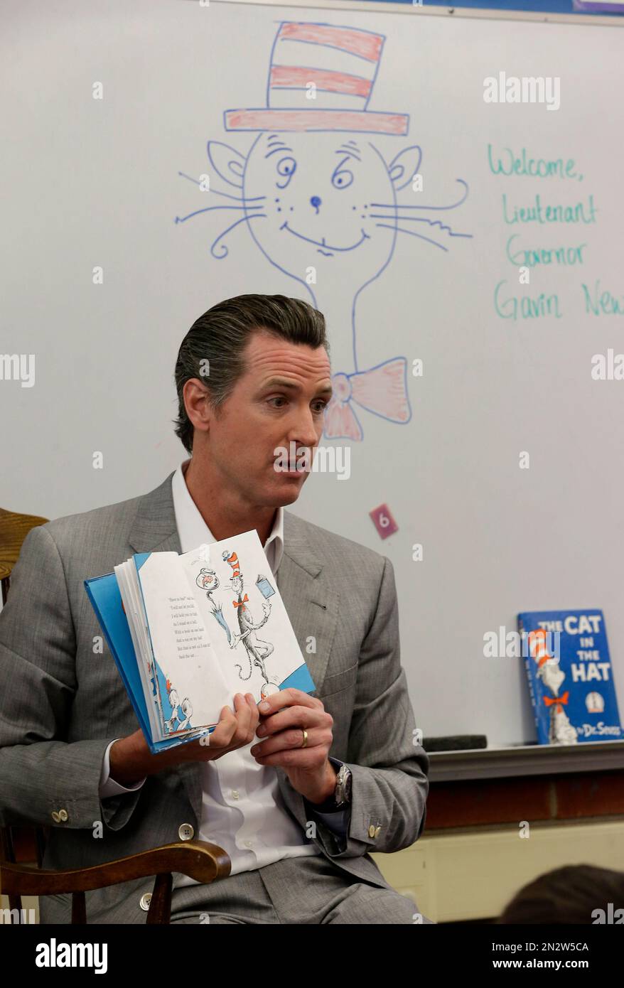 Participating in Read Across America Day, Lt. Gov. Gavin Newsom reads ...