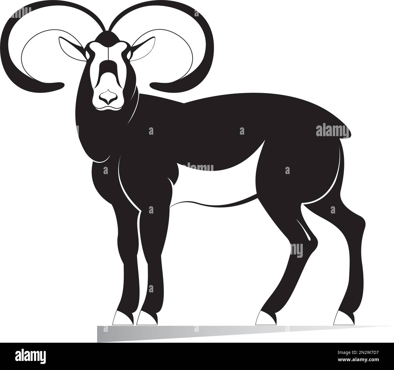 Ram original black on white illustration. Decor ram silhouette isolated ...