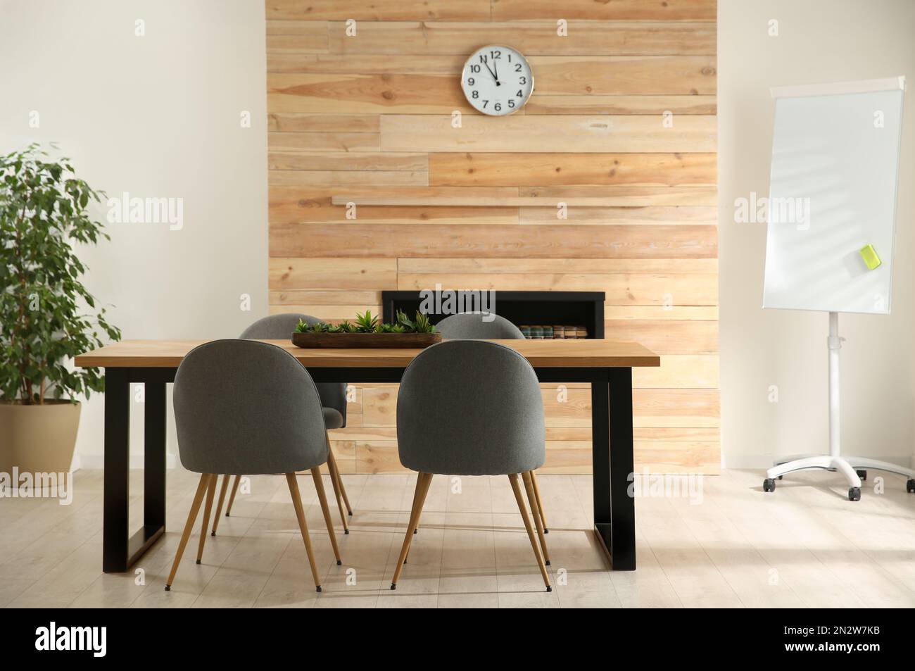 Modern meeting room interior with large table and chairs Stock Photo ...