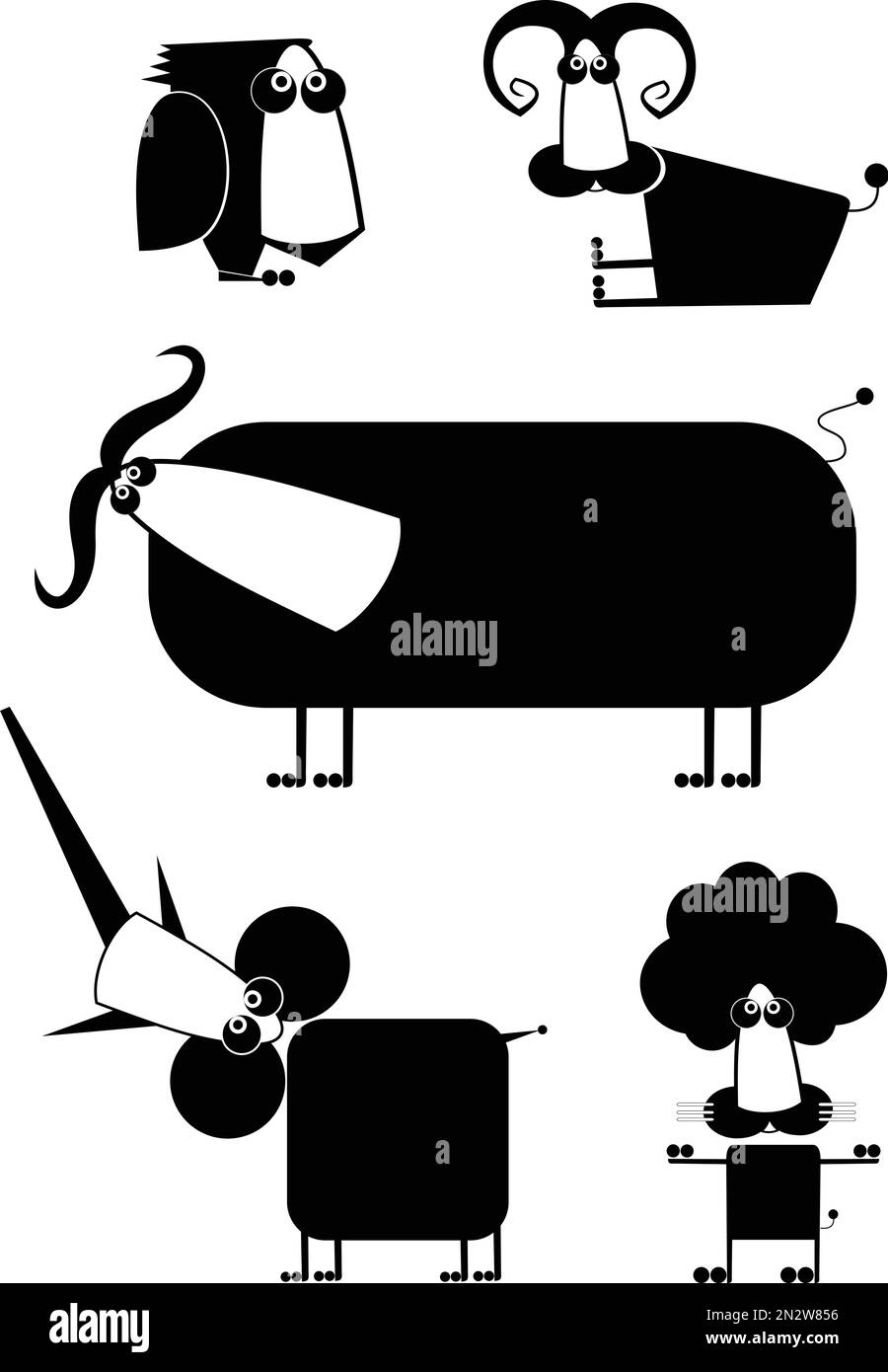 Comic cartoon funny animals set for design Stock Vector Image & Art - Alamy