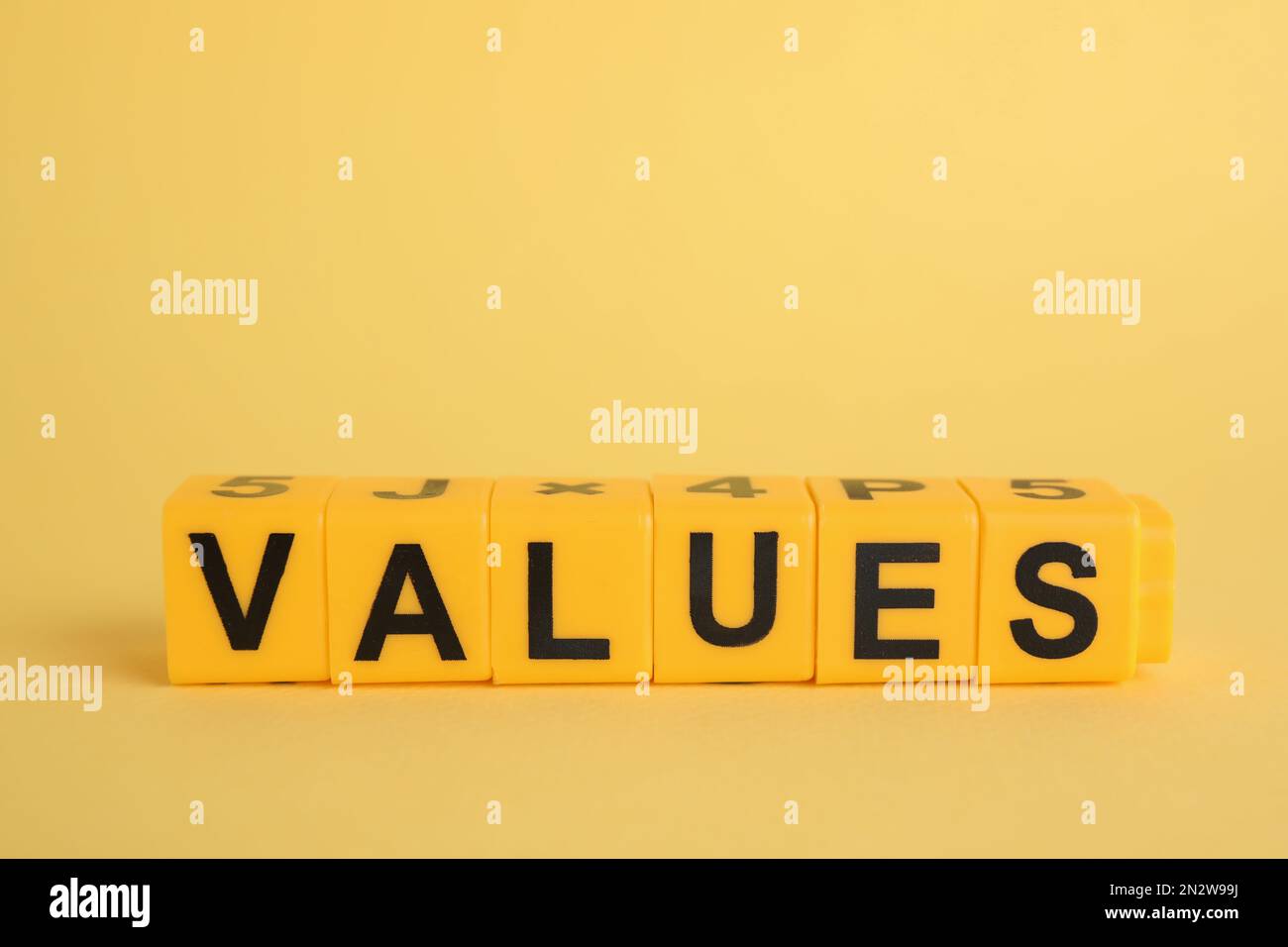 Blocks with word VALUES on yellow background Stock Photo - Alamy