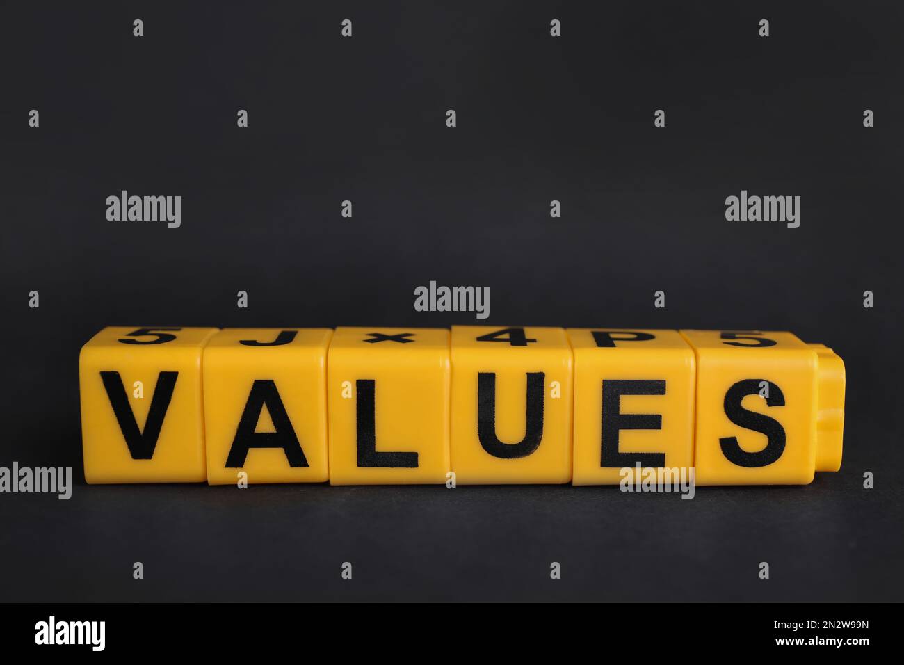 Blocks with word VALUES on black background Stock Photo - Alamy