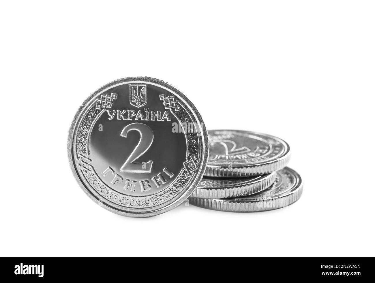 Ukrainian coins on white background. National currency Stock Photo - Alamy