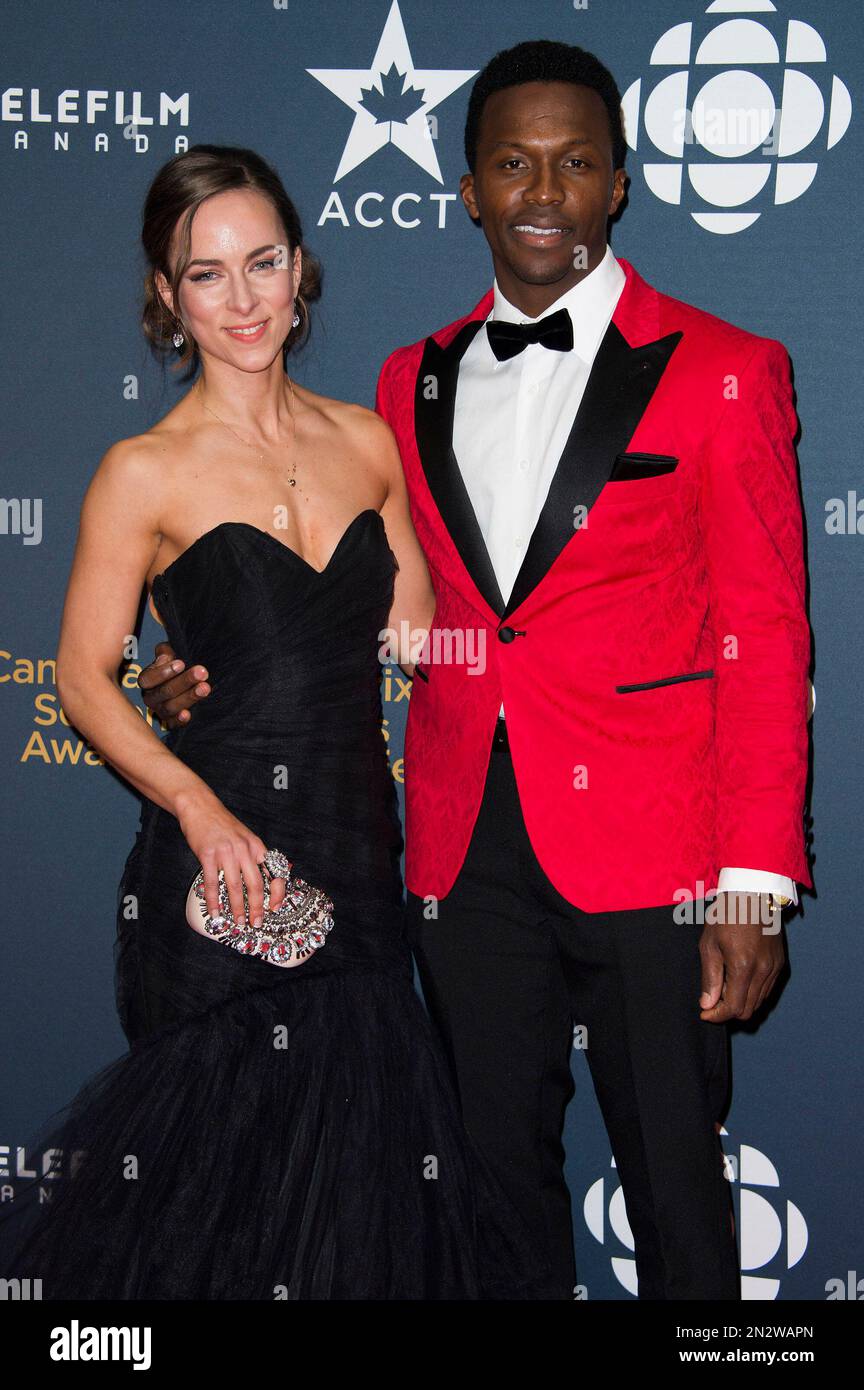 Kejda Trungu and Emmanuel Kabongo arrive at the Canadian Screen Awards ...