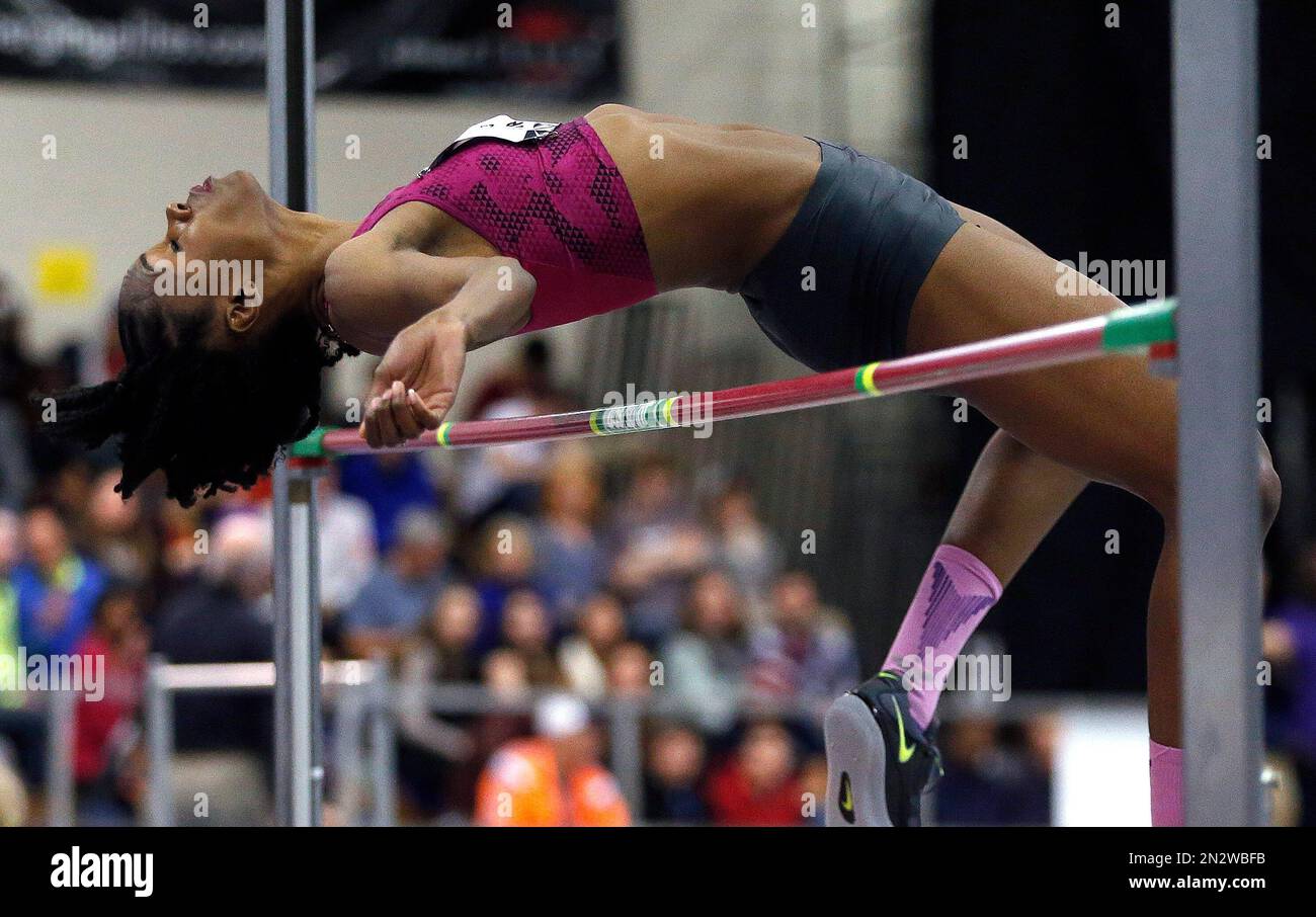 Chaunte Lowe competes in the women's high jump during the U.S. indoor ...