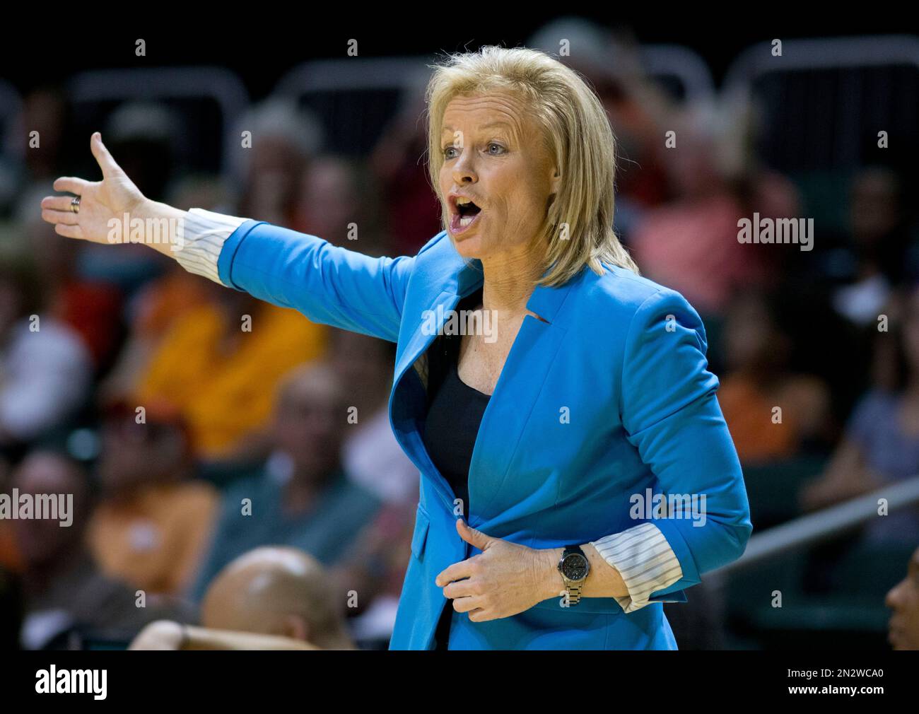 Florida State coach Sue Semrau yells instructions to her team during ...