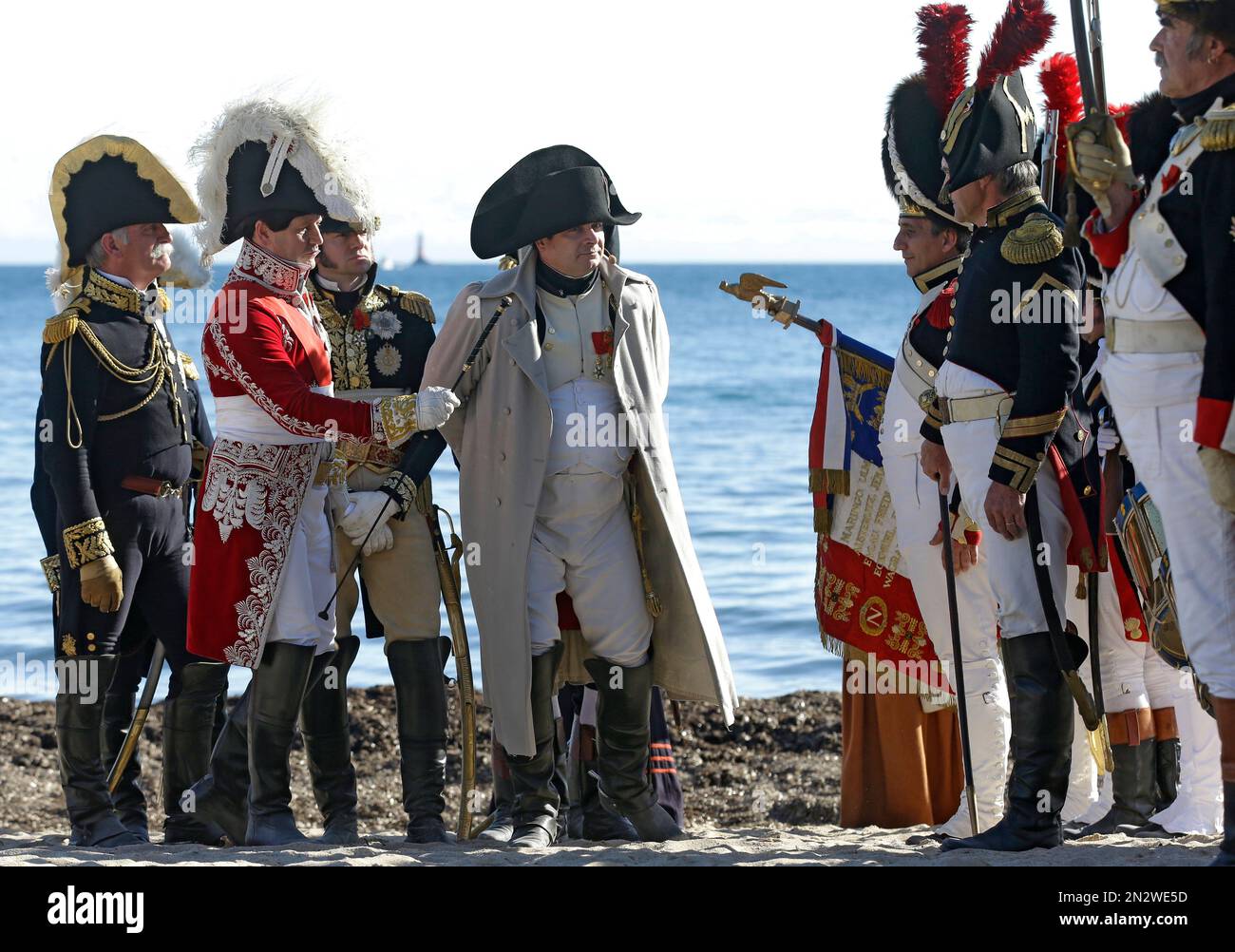 French actor Frank Samson, dressed as French Emperor Napoleon, reviews ...