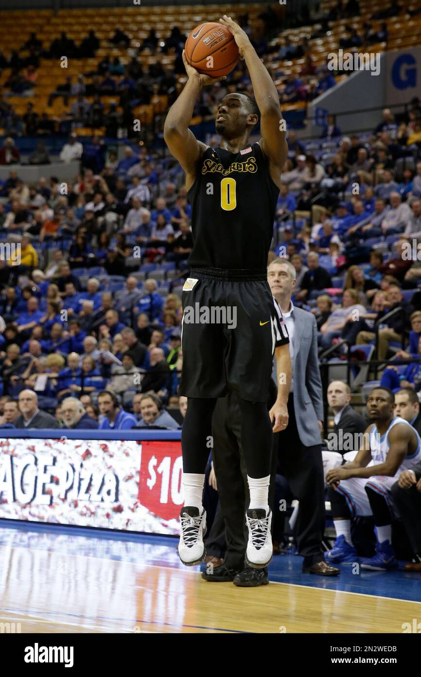 Wichita State forward Rashard Kelly (0) as Wichita State played Indiana ...