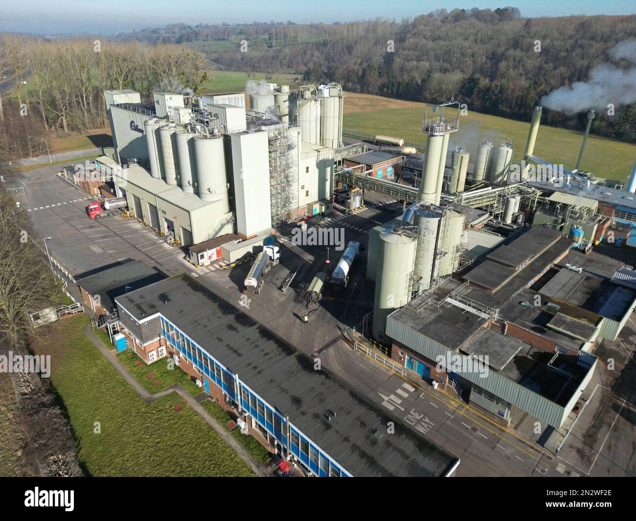 Aerial view of the Cadbury chocolate factory at Marlbrook near ...