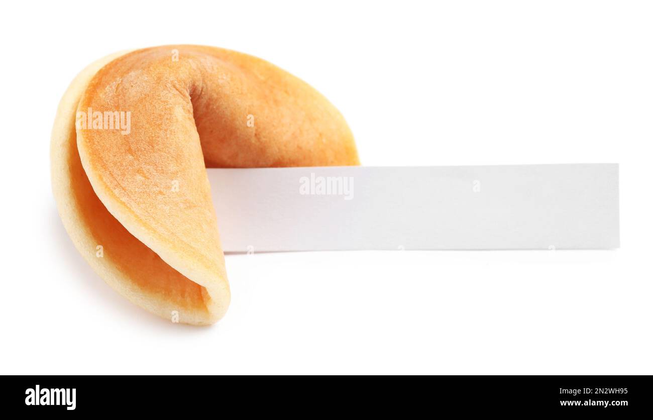 Traditional fortune cookie with prediction on white background Stock ...