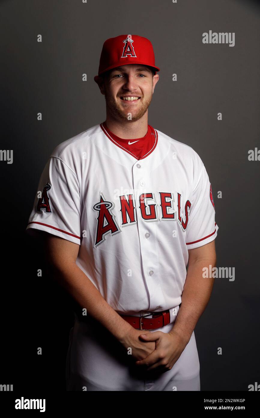 Los Angeles Angels’ Jett Bandy poses for a picture during the teams ...
