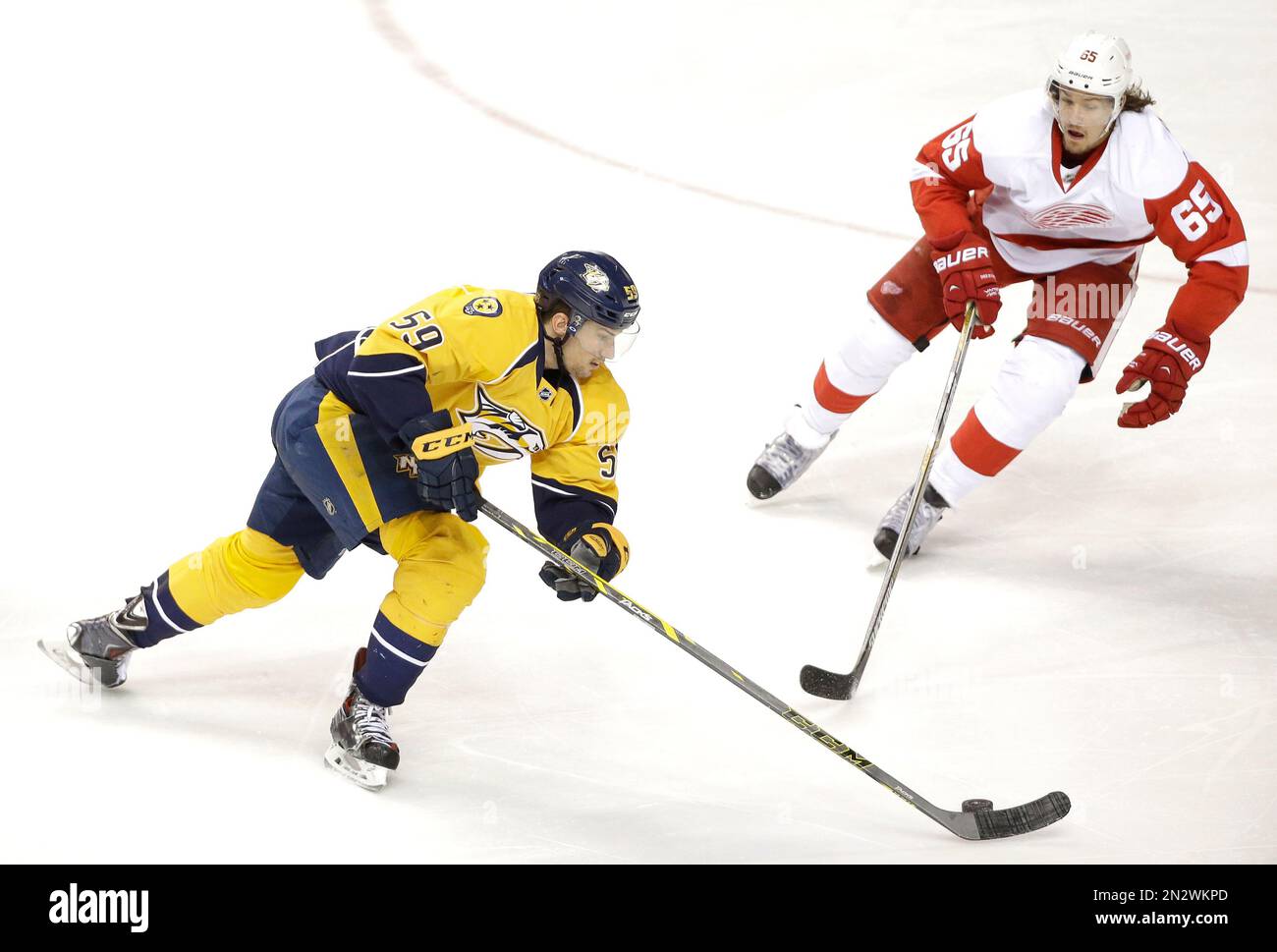 Nashville Predators defenseman Roman Josi (59), of Switzerland, moves ...