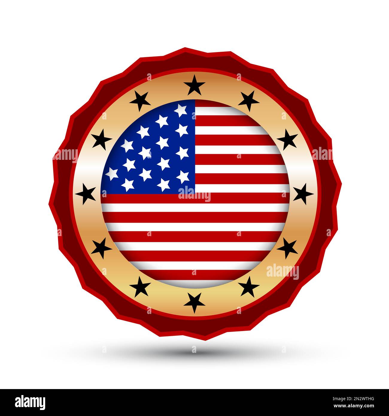 Gold badge and icon with USA flag symbol Stock Vector Image & Art - Alamy