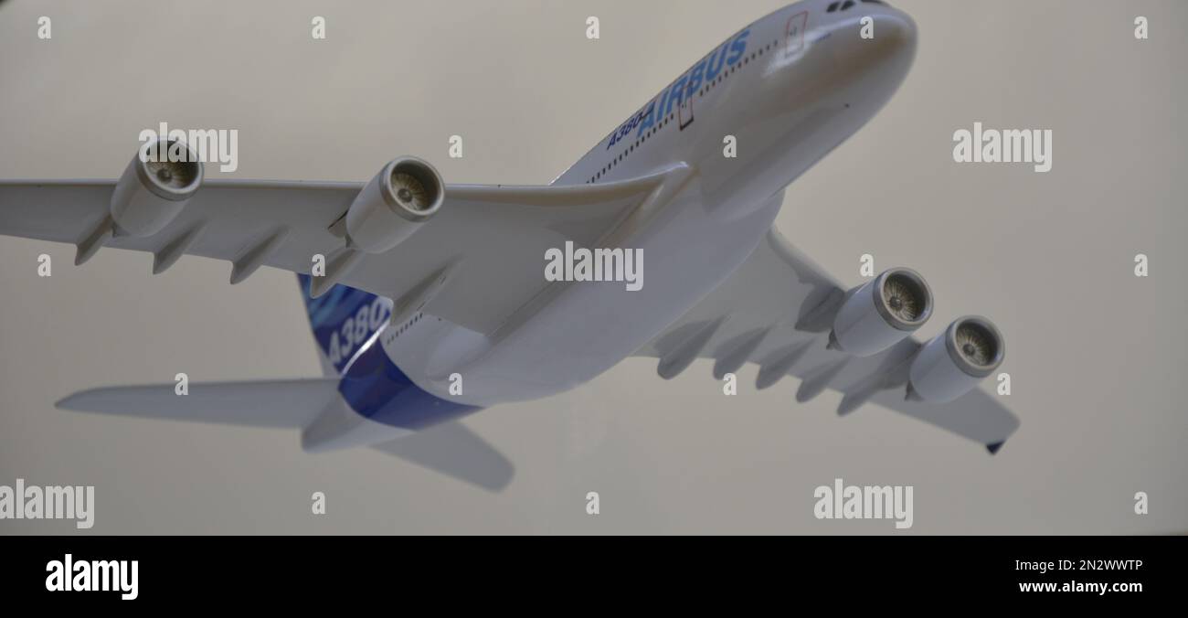 Marilia, São Paulo, Brazil - 04 October 2022: Boeing model A380 aircraft. Photo taken from the ...