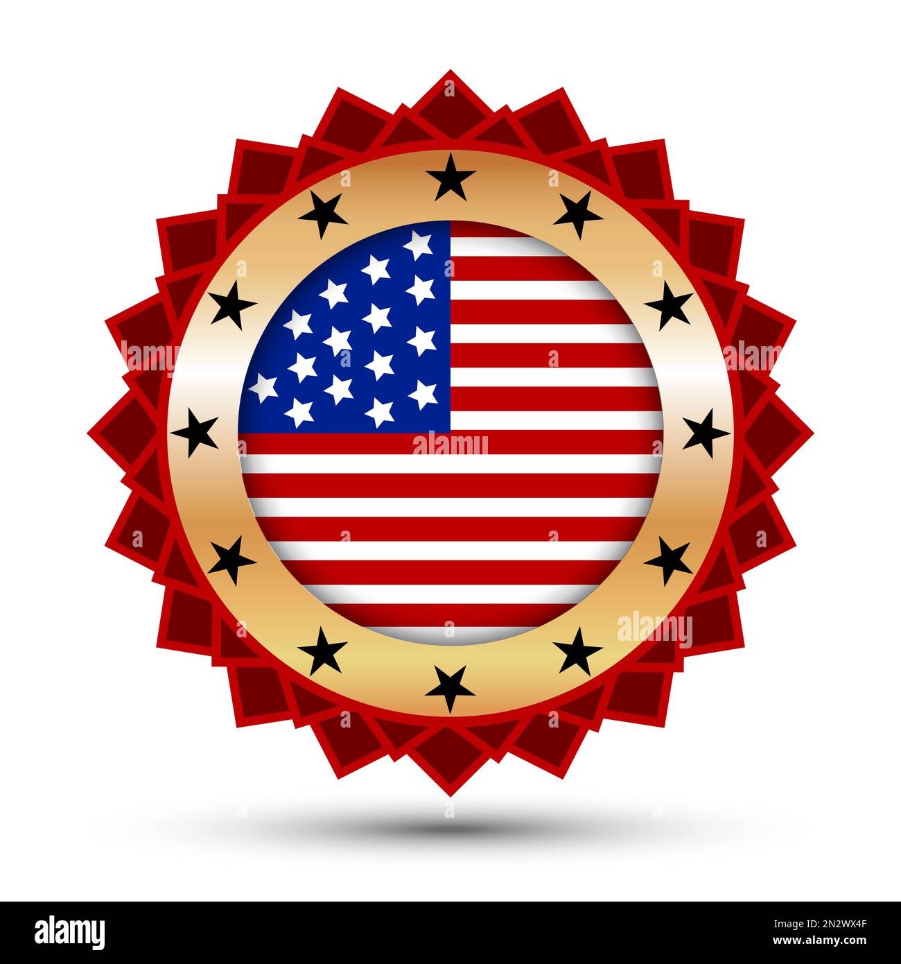 Gold badge and icon with USA flag symbol Stock Vector Image & Art - Alamy
