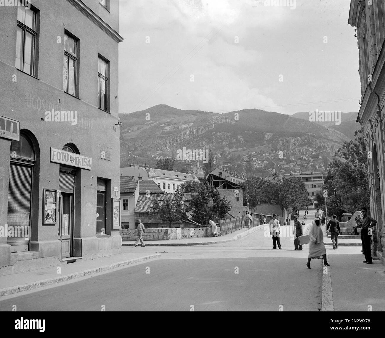 The intersection in Sarajevo, Yugoslavia, where Archduke Ferdinand and his wife Sophie, Duchess ...