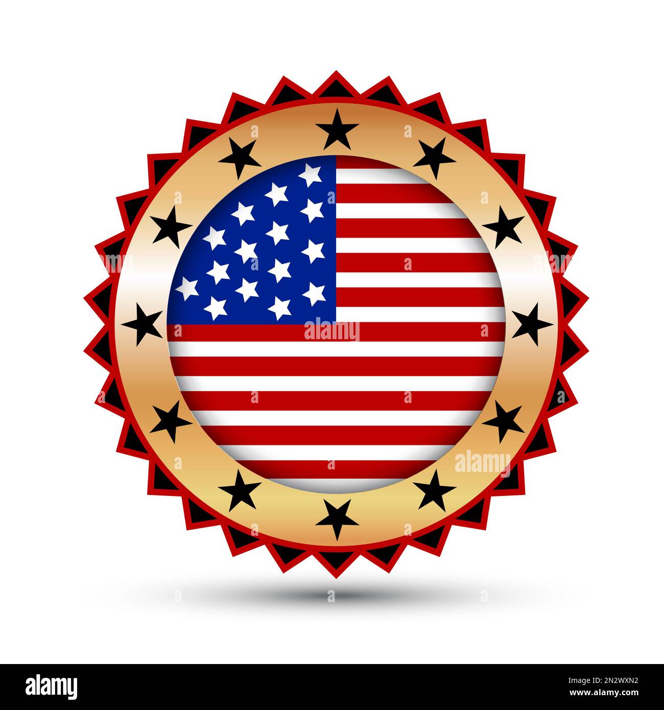 Gold badge and icon with USA flag symbol Stock Vector Image & Art - Alamy