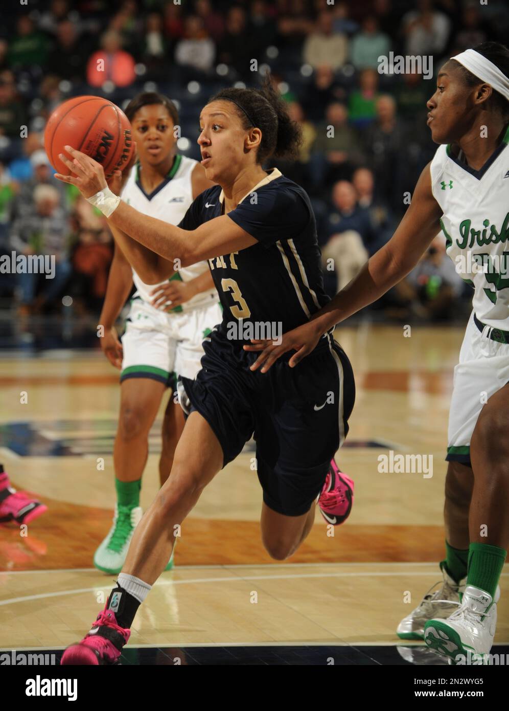 Pittsburgh guard Brianna Kiesel drives the lane in an NCAA college ...