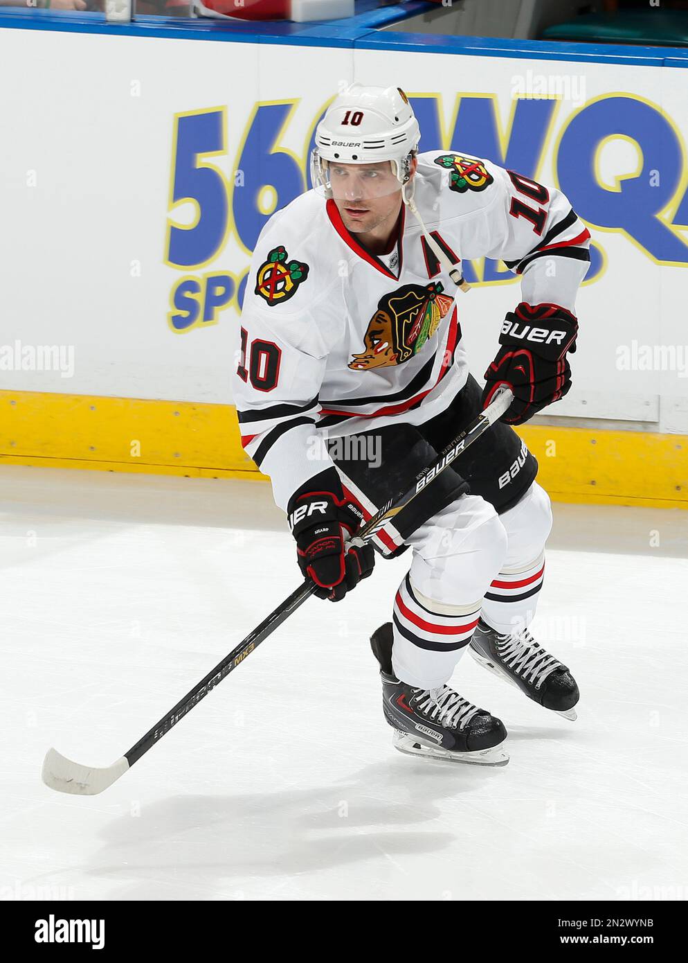 Chicago Blackhawks forward Patrick Sharp (10) skates prior to an NHL ...