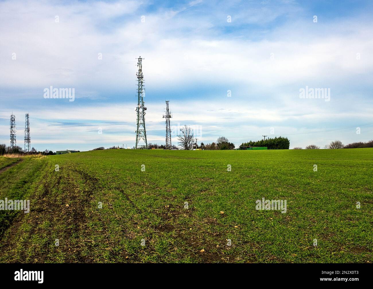 This is a large transmitter site that contains four large towers full ...