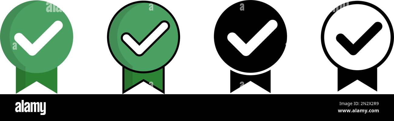 Flat design check mark badge icon set. Editable vector Stock Vector ...