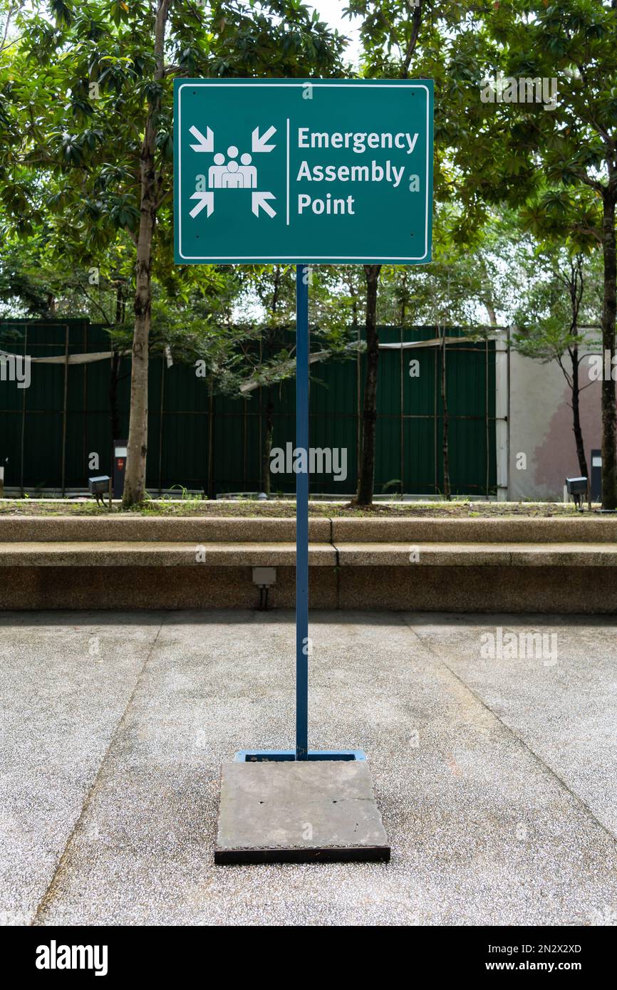 Assembly point sign in hi-res stock photography and images - Alamy