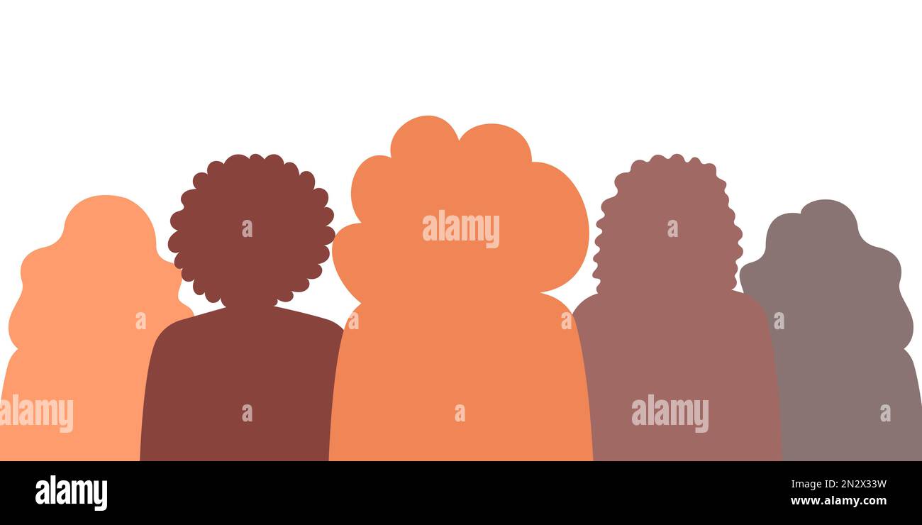 Silhouette profile group of men and women of diverse culture. Diversity ...