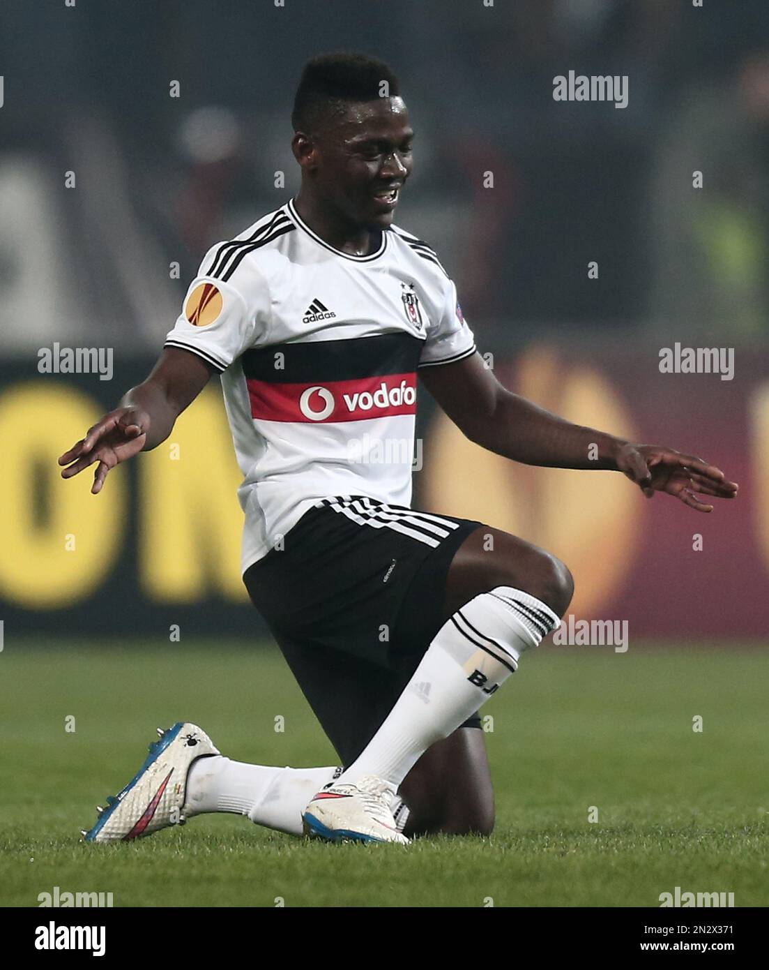 Besiktas Daniel Opera reacts during their Europa League Round of 32 soccer match between Liverpool and Besiktas at Ataturk Olimpiyat Stadium in Istanbul Turkey Thursday Feb. 26 2015. AP Photo Emrah Gu...