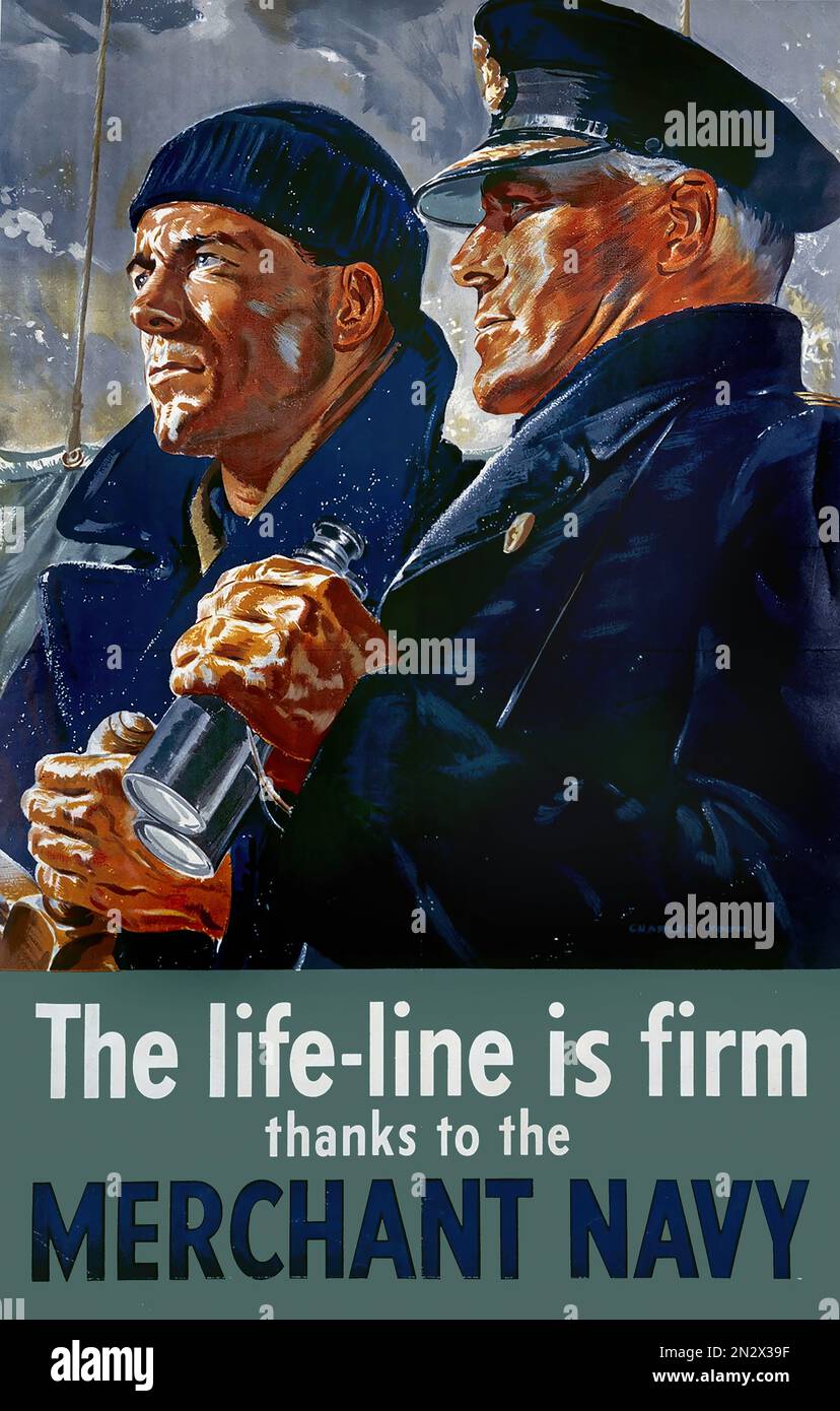 Merchant Navy - World War II - U.S propaganda Poster Stock Photo - Alamy
