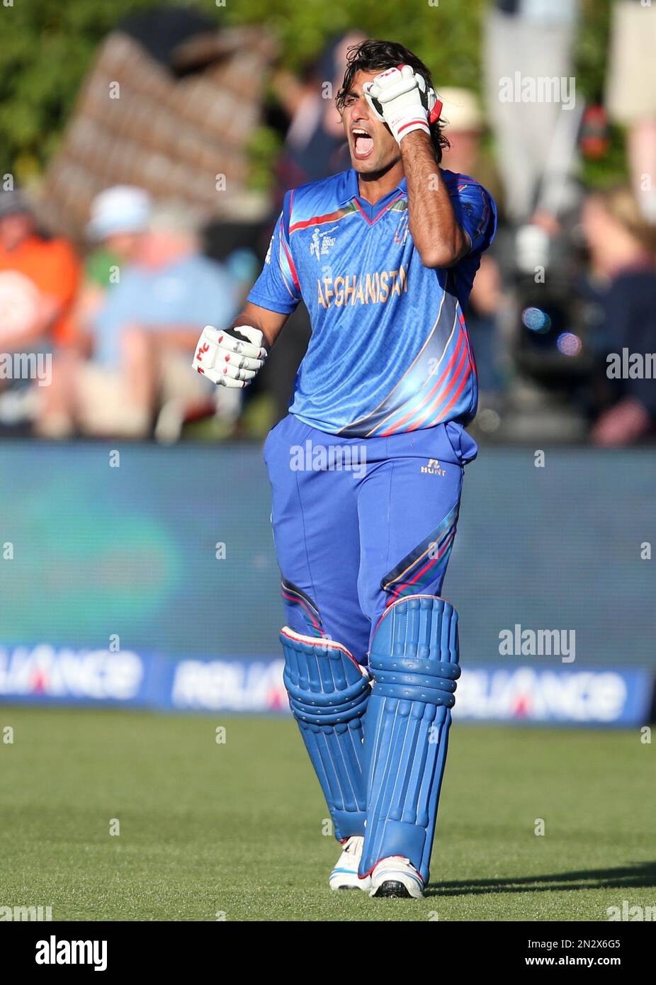 Afghanistan’s Shapoor Zadran celebrates after his team's Cricket World ...