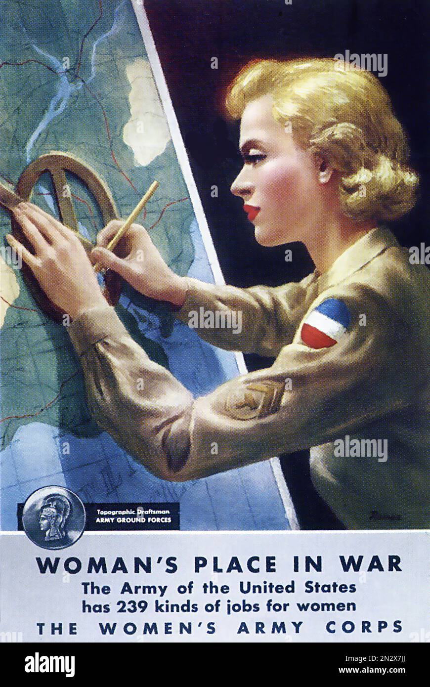 Woman's place in war - World War II - U.S propaganda Poster Stock Photo ...