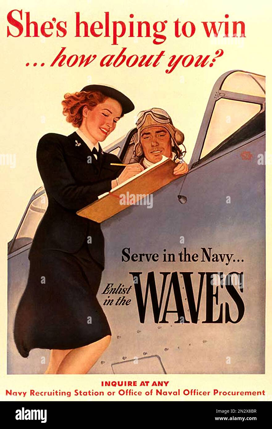 WAVE helping to win - World War II - U.S propaganda Poster Stock Photo ...
