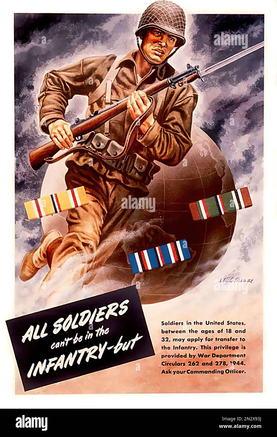 Transfer to Infrantry! - World War II - U.S propaganda Poster Stock ...
