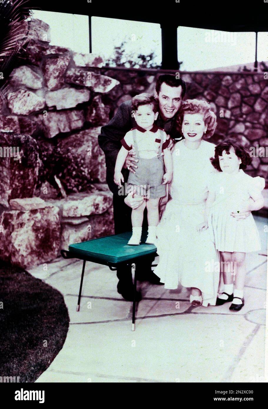 Lucille Ball is pictured with her husband Desi Arnaz and their two ...
