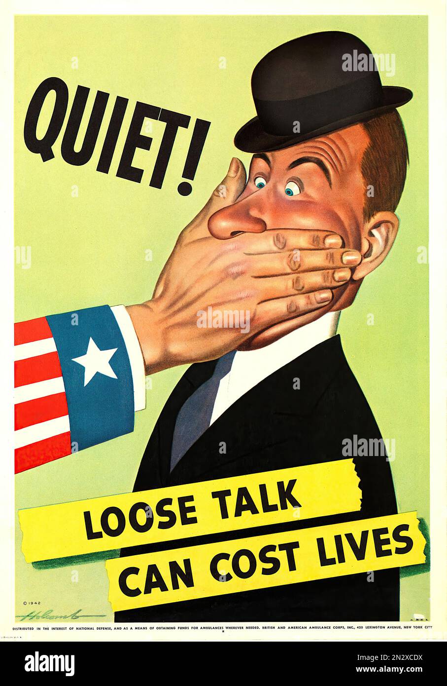 Quiet! Loose Talk- World War II - Comic style U.S propaganda Poster ...
